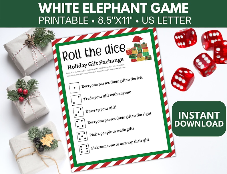Christmas Left Right Game Printable, Right Left Gift Exchange Game ...