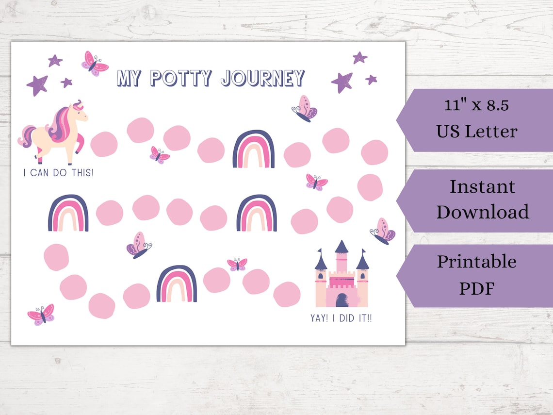 Girls Potty Chart Printable Pink Potty Training Chart Purple - Etsy