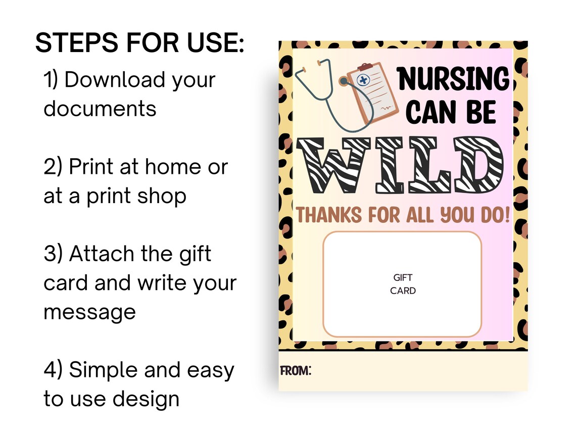 Printable Nurse Gift Card Holder, New Nurse Gift, ICU Nurse, Neuro ...