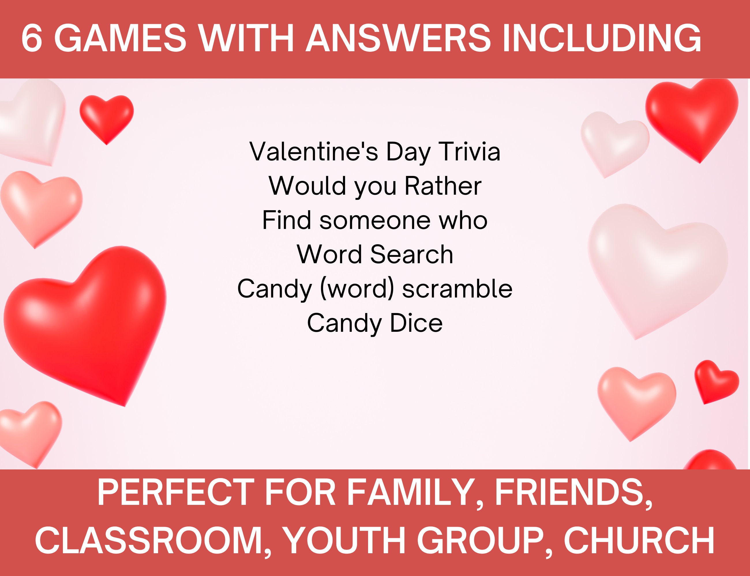 Valentine's Day Games for Kids, Printable Valentine's Game Bundle ...