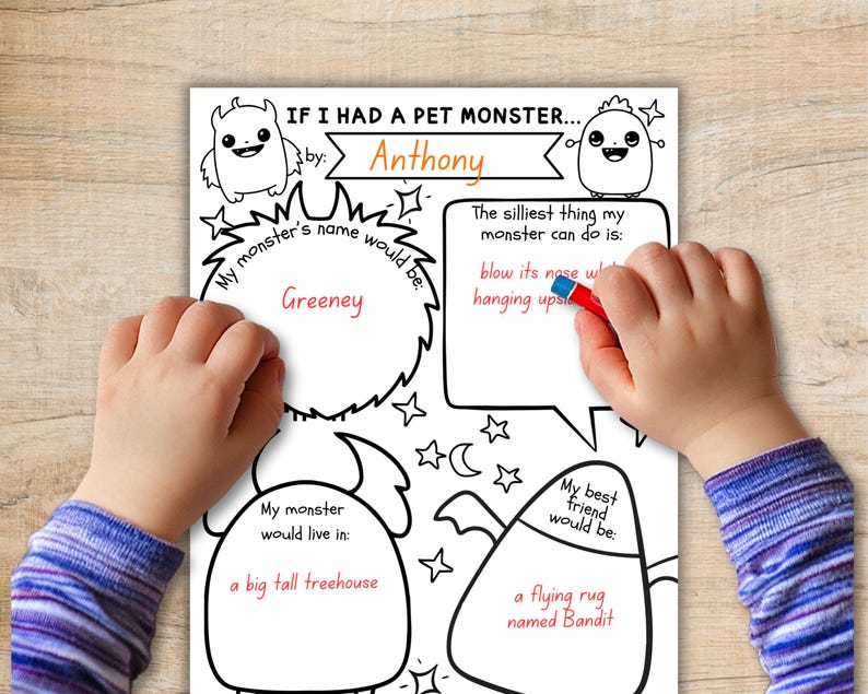 Cute Halloween Monster Printable, Kids Activity, If I Had a Pet Monster ...