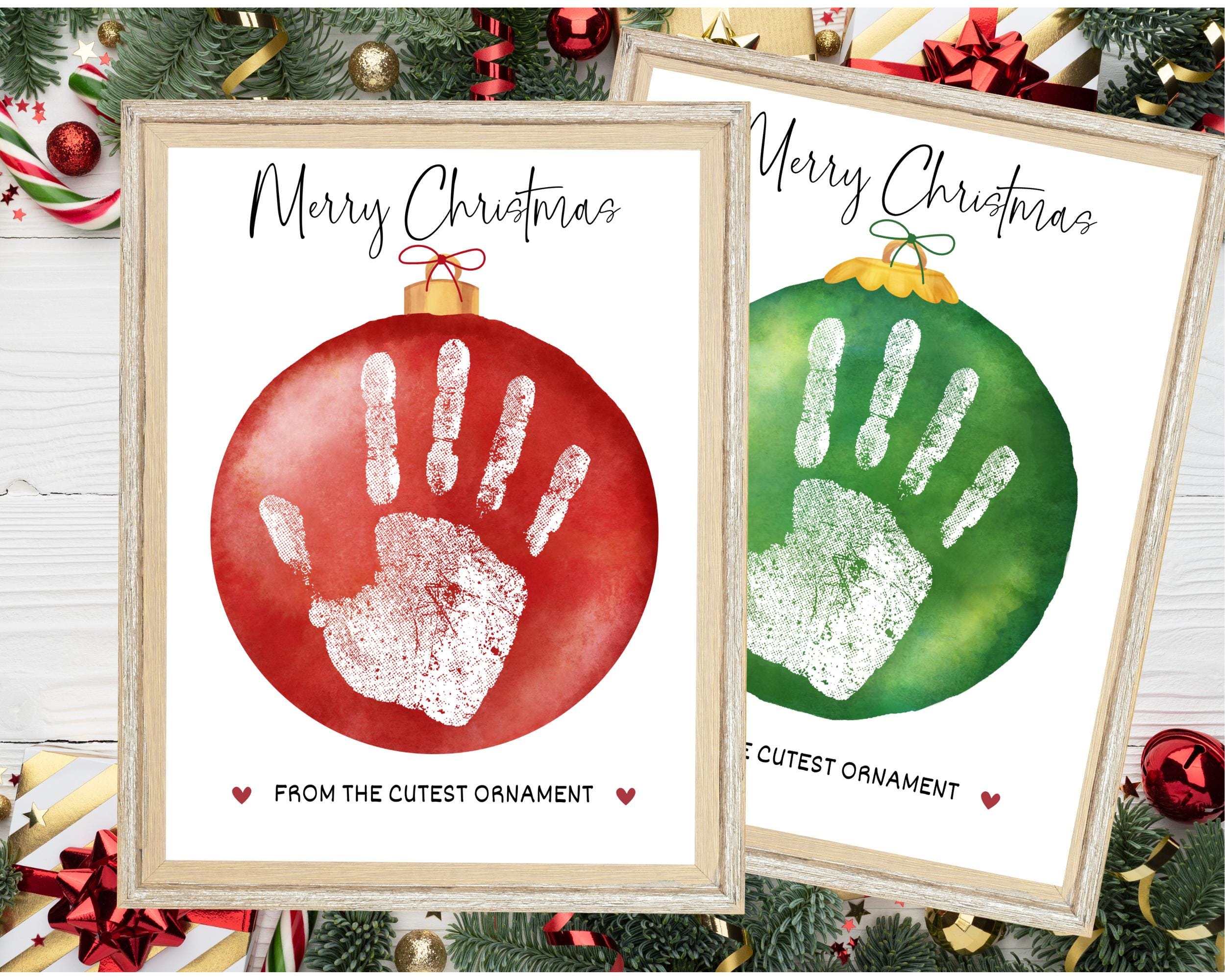 Christmas Ornament Handprint Craft, Holiday Handprint Art, Printable ...