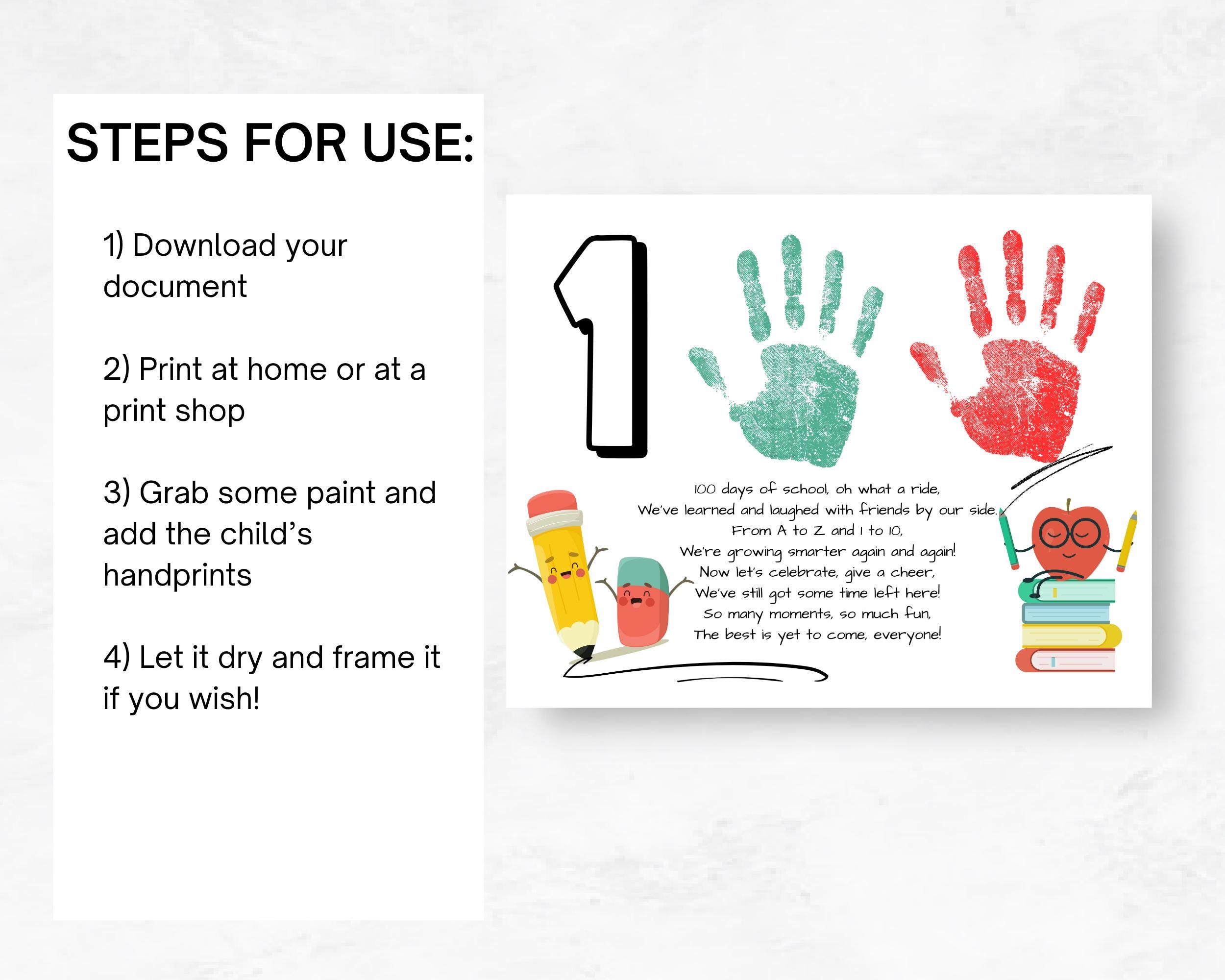 100th Day of School Handprint Poem Craft, 100 Days of School Handprint ...