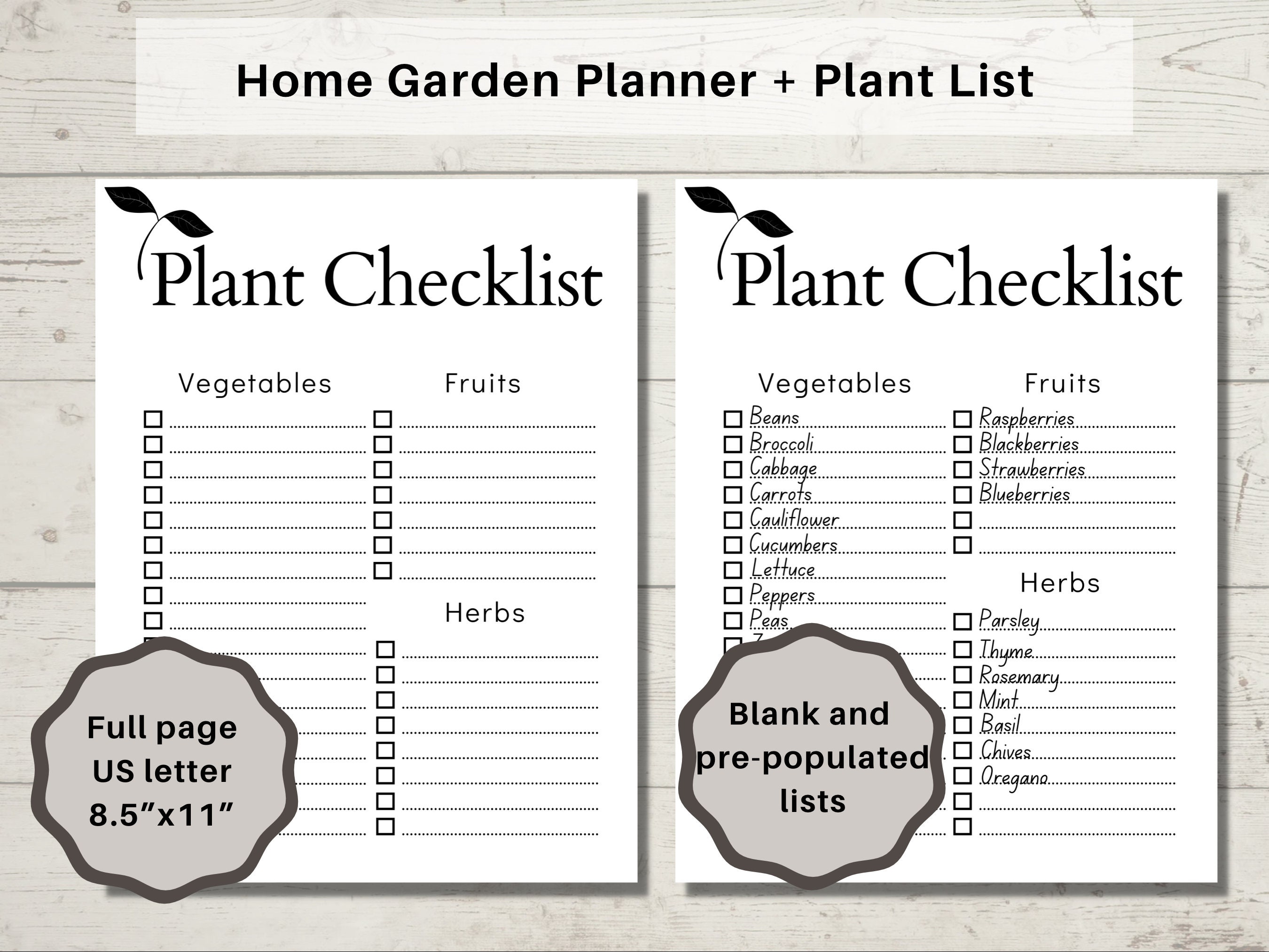 Vegetable Garden Printable Map With Plant List, Square Garden Planner ...