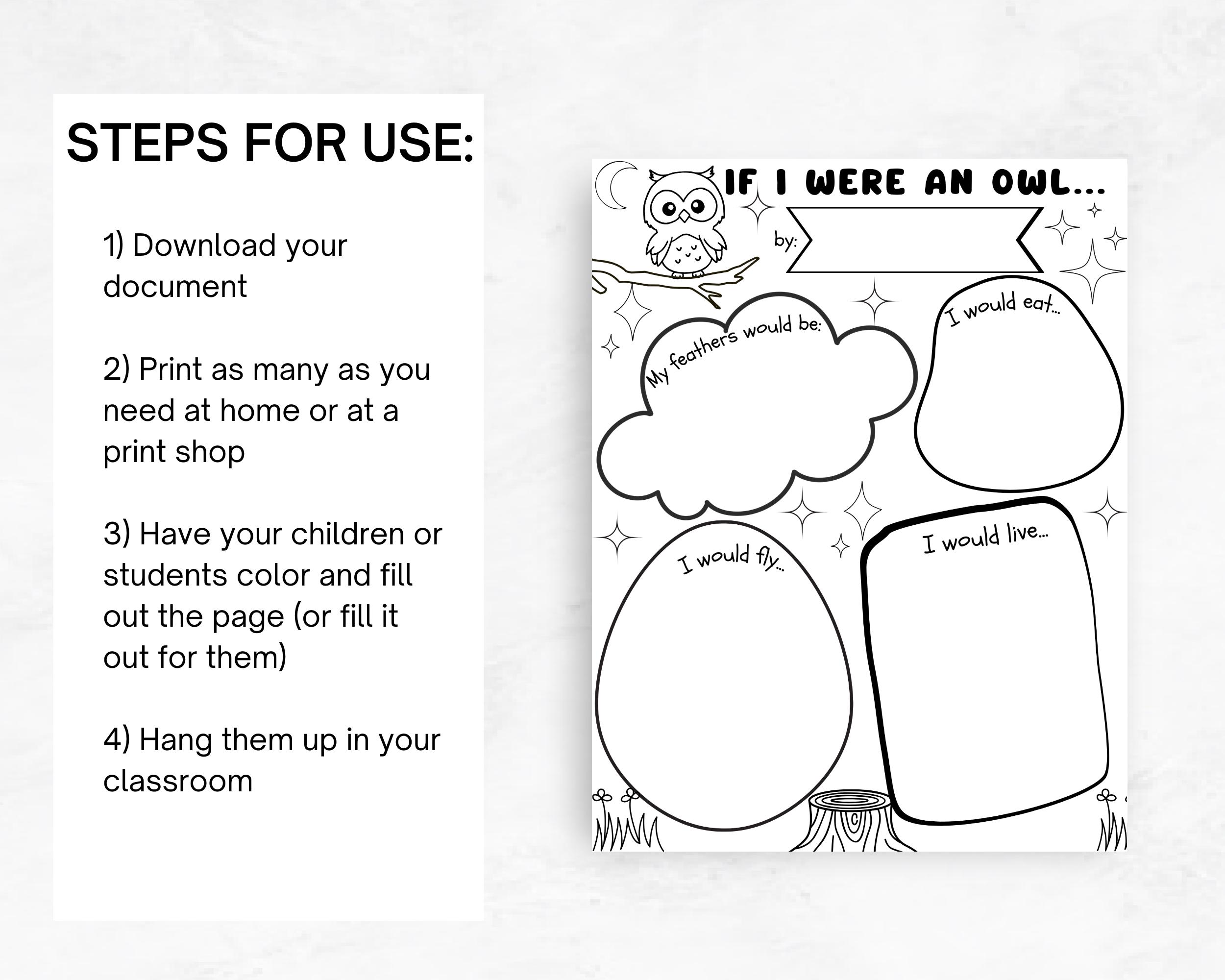 If I Were an Owl Printable, Kids Coloring Page, Classroom Activity ...