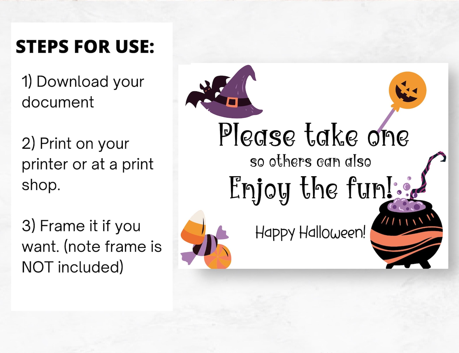 Please Take One Halloween Candy Sign Printable, Halloween Porch Sign ...