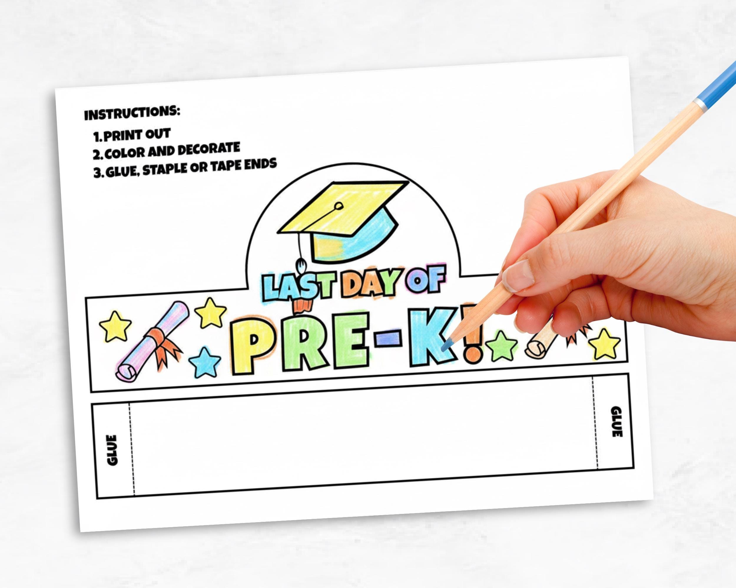 Last Day of Pre-k Crown Printable Coloring Activity, Graduation Paper ...
