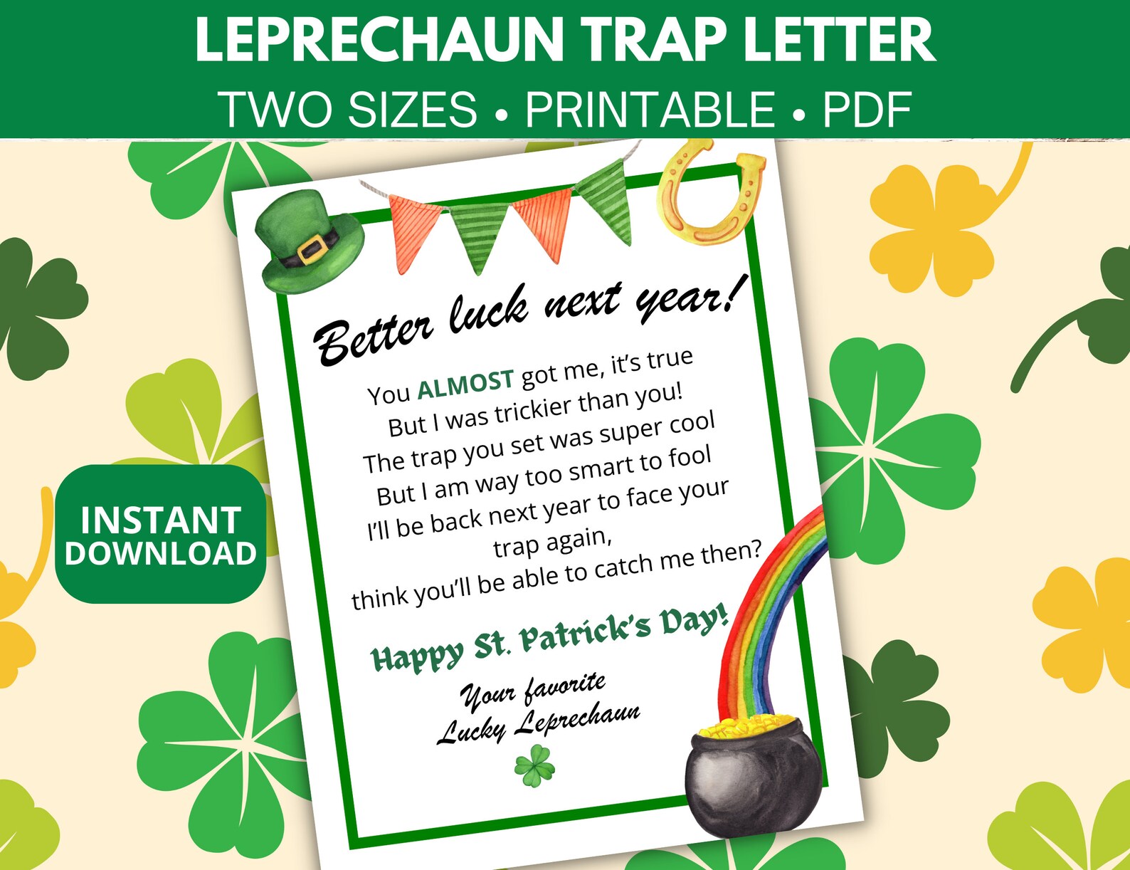 Letter From Leprechaun, Printable Leprechaun Letter for Kids, Note From ...