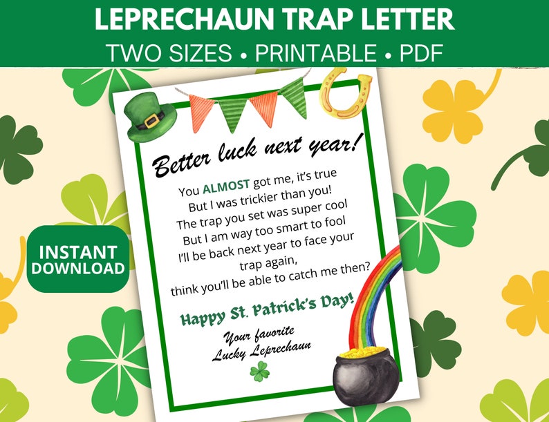 Letter From Leprechaun, Printable Leprechaun Letter for Kids, Note From ...