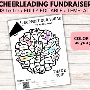 Cheer Fundraiser Template W QR Code, Editable Fill My Pom Pom, Cheer ...
