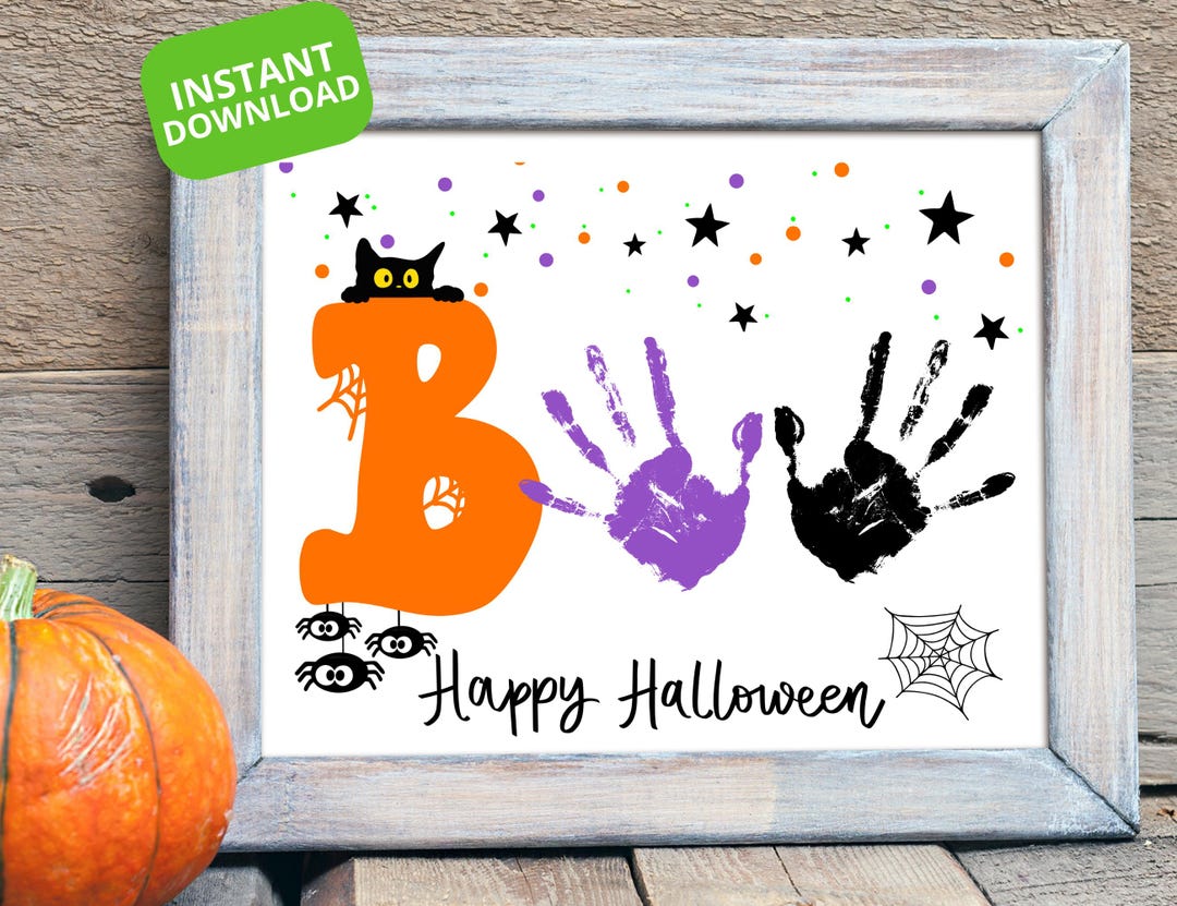 Halloween Printable Handprint Craft, Fall Handprint Art, Preschool ...