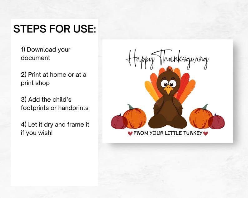 Turkey Footprint Craft Printable, Fall Footprint Art, Thanksgiving Baby ...