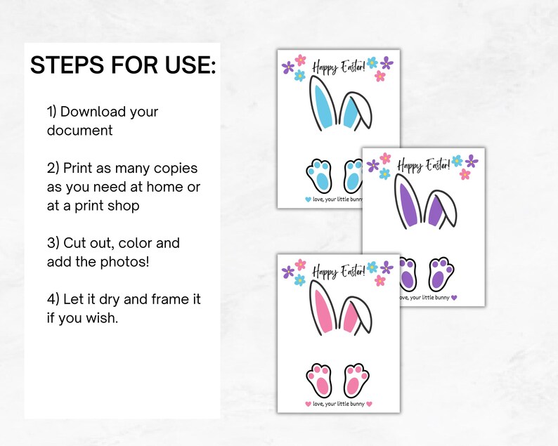 Easter Bunny Printable Craft, Kids Photo Art, Spring Activity ...