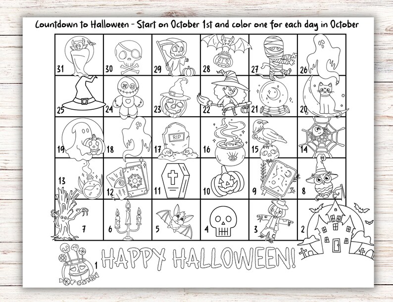 Halloween Calendar Countdown Printable, Halloween Advent Calendar ...