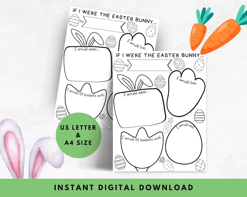 If I Were the Easter Bunny Printable, Easter Coloring Page, Classroom ...