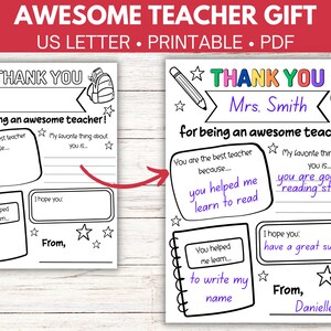 End of Year Teacher Gift Coloring Page, Last Day of School Thank You ...