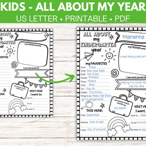 Last Day of Kindergarten Interview, All About My Year Printable, Year ...