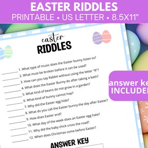 Kids Easter Riddles Printable, Easter Party Printable Riddles for Kids ...