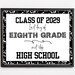 Last Day of 8th Grade Sign Printable, Class of 2029, End of School Year ...