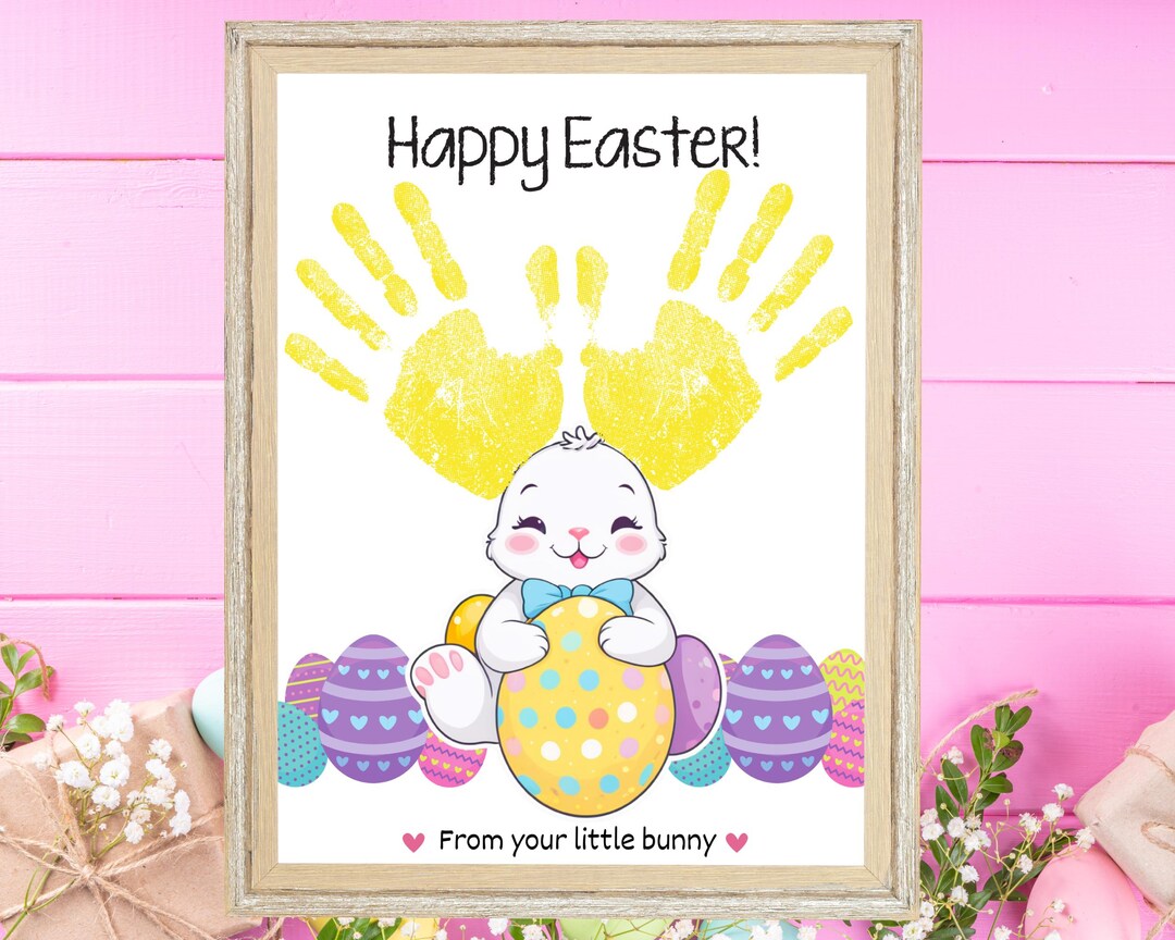 Easter Bunny Handprint Craft, Spring Handprint Art, Printable Preschool ...