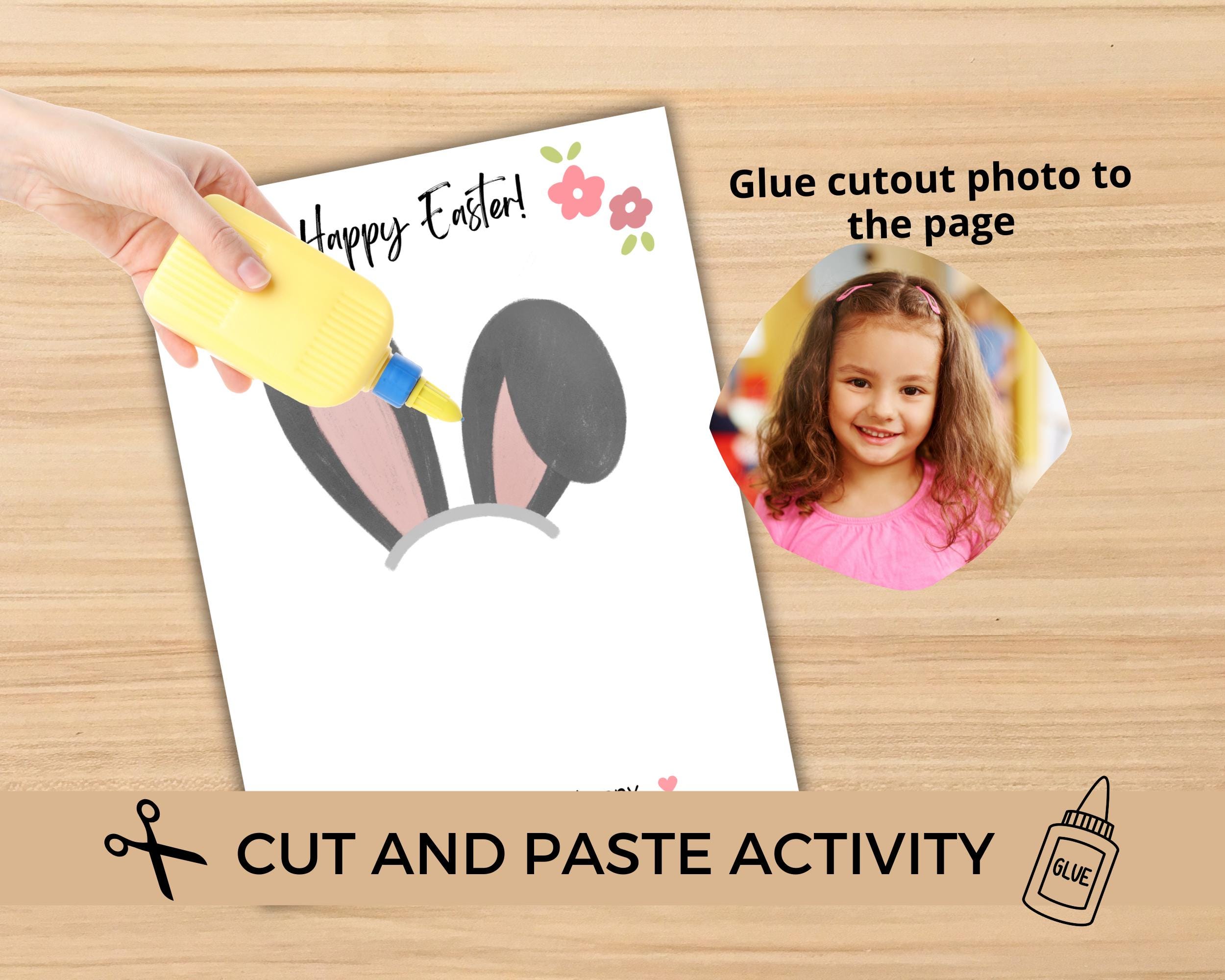 Easter Bunny Ears Printable Craft, Kids Photo Art, Spring Activity ...