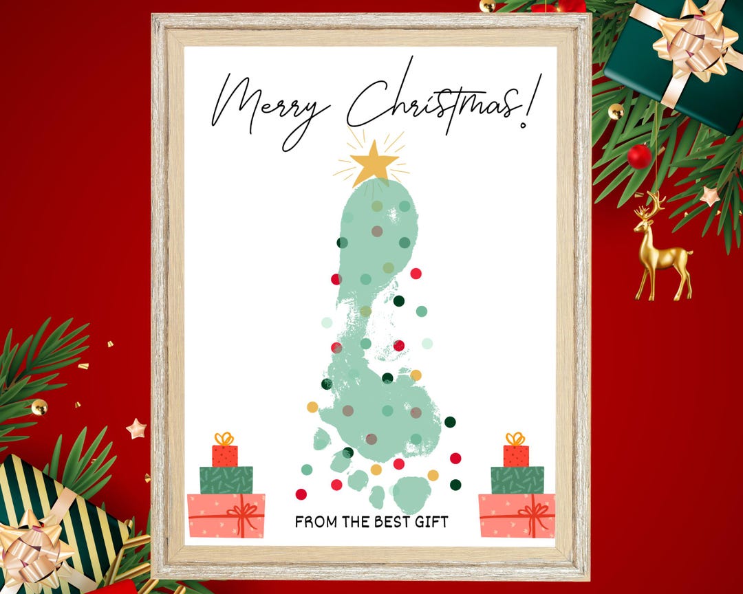 Christmas Footprint Craft, Winter Footprint Art, Printable Preschool ...