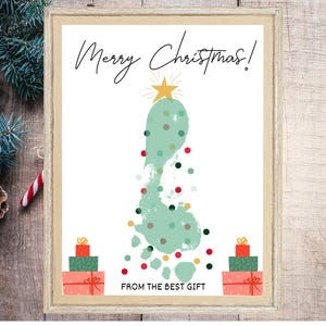 Christmas Footprint Craft, Winter Footprint Art, Printable Preschool ...