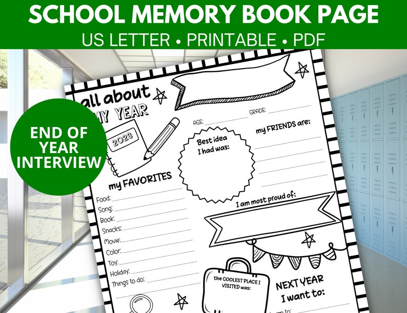 Last Day of School Interview, All About My Year Printable, Year in ...