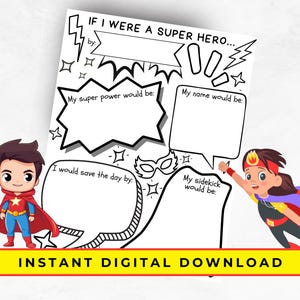 If I Were a Superhero Printable, Superhero Party Activity, Classroom ...
