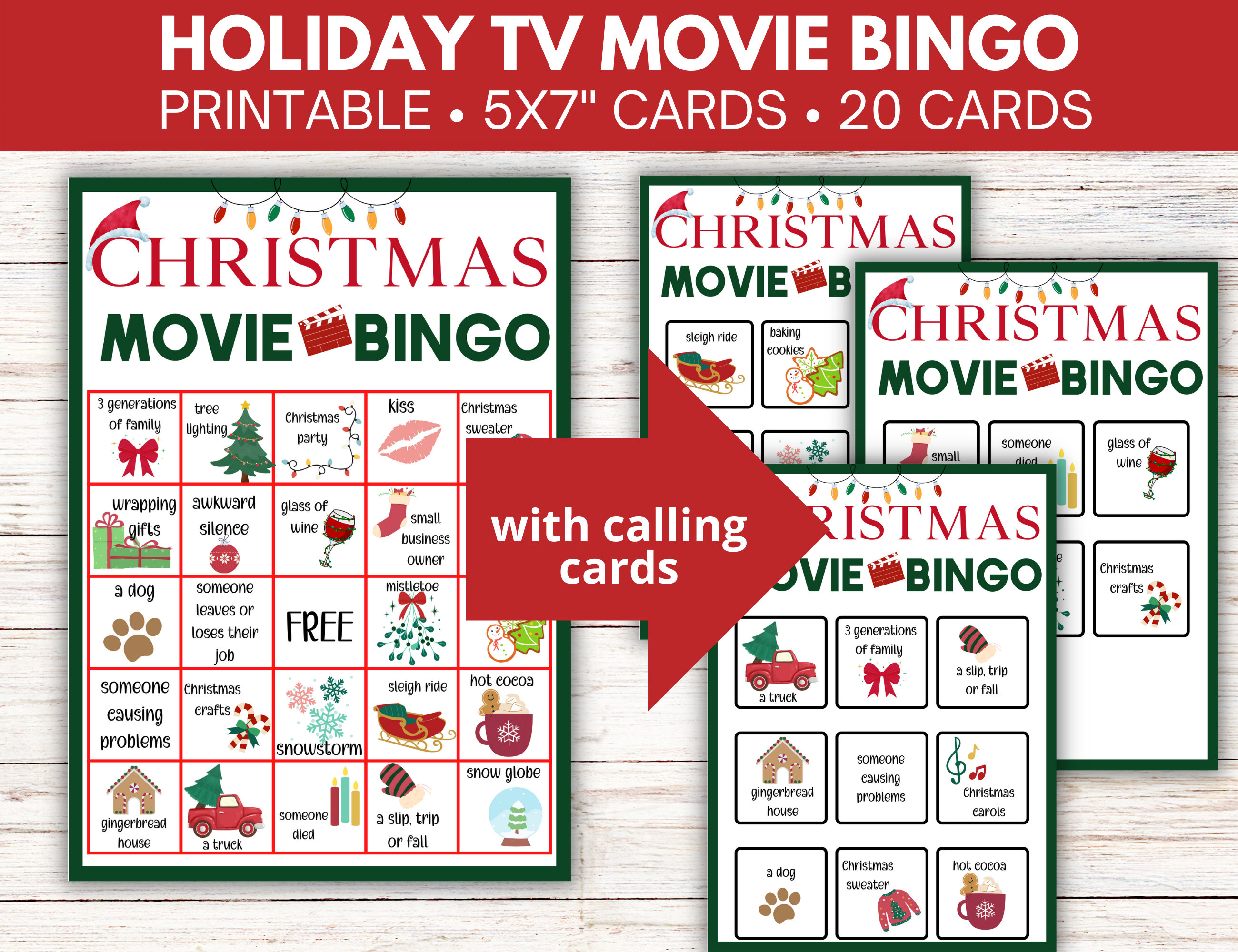 Christmas Movie Bingo Printable, Christmas TV Movie Bingo, Holiday Rom ...