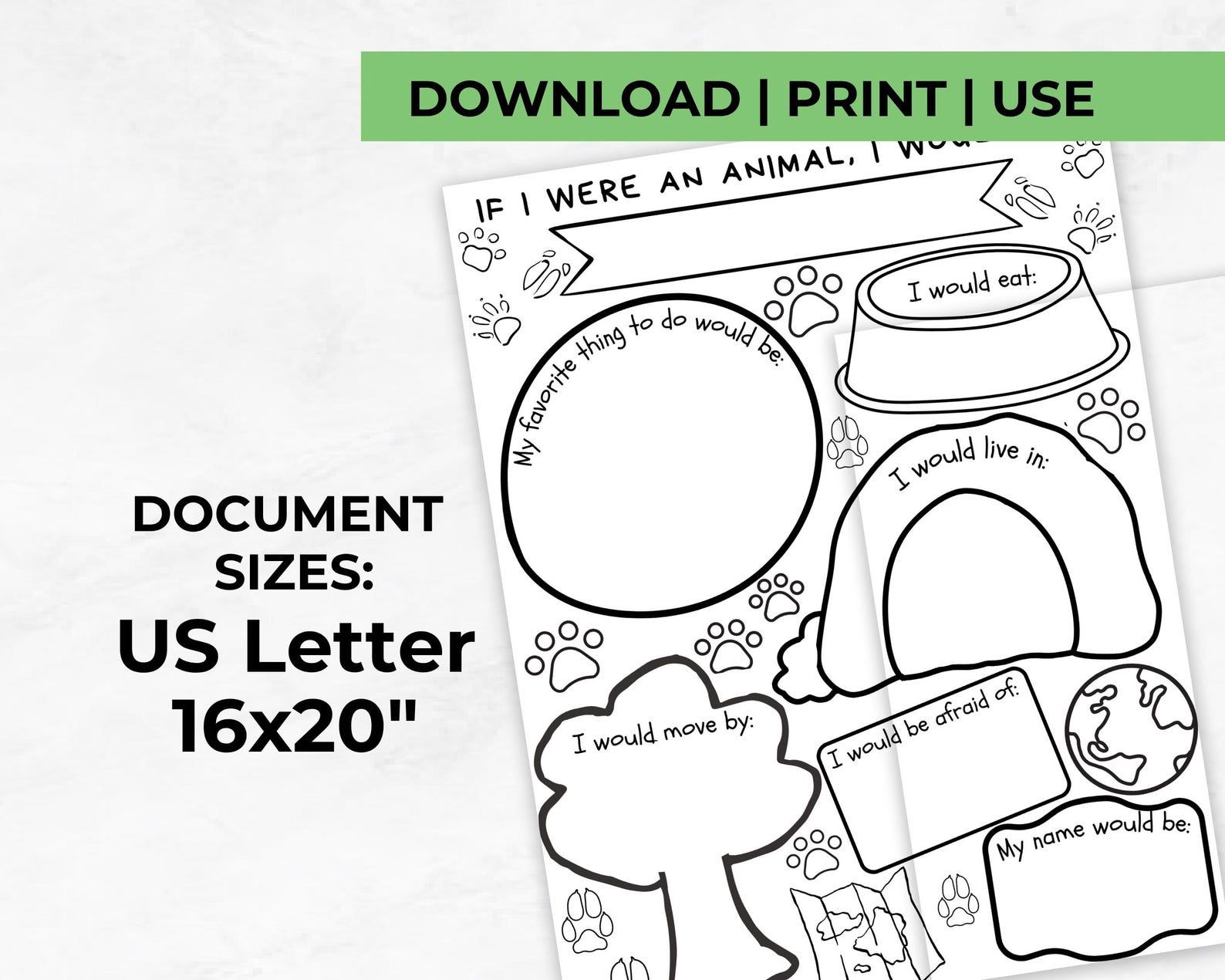 If I Were an Animal Printable Poster, Zoo Jungle Party Activity, Camp ...