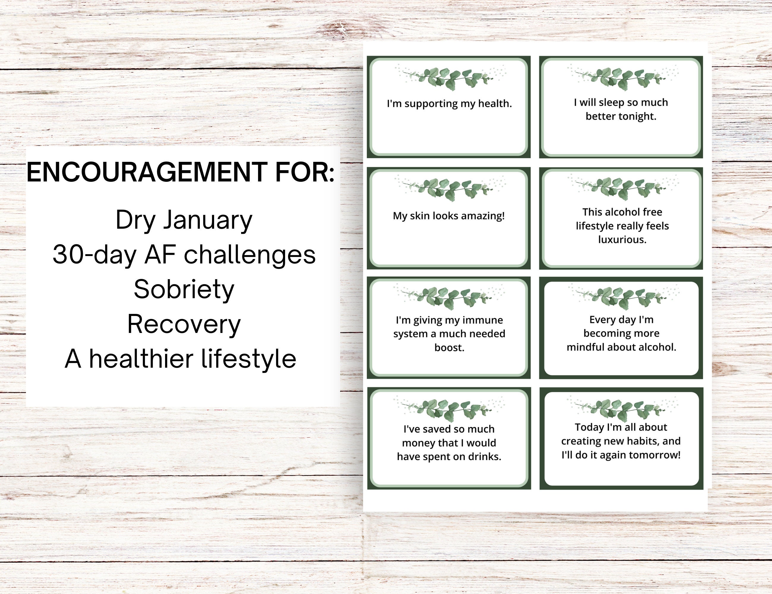 Sober Affirmation Cards Printable, Sobriety Gift, Alcohol Free ...