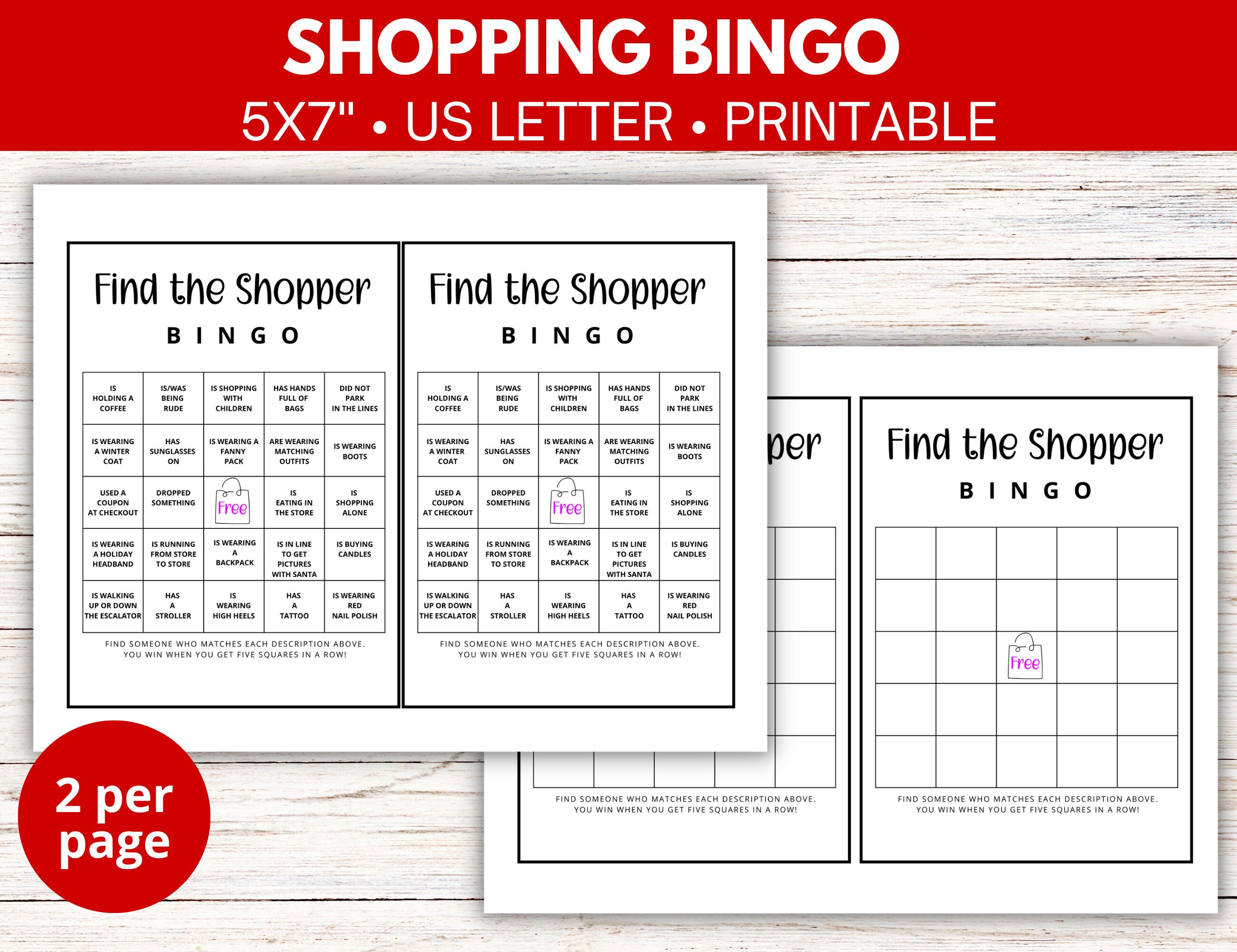 Printable Shopping Bingo Game, Icebreaker Game, Ladies Night, Girls ...