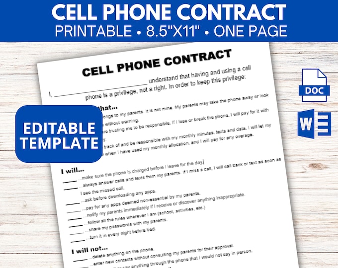 Cell Phone Contract-printable Digital Download - Etsy