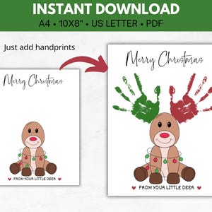 Christmas Handprint Craft, Winter Handprint Art, Printable Preschool ...
