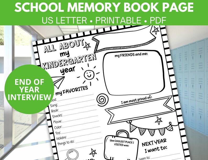 Last Day of Kindergarten Interview, All About My Year Printable, Year ...