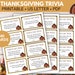Thanksgiving Trivia Cards Printable Thanksgiving (Download Now) - Etsy