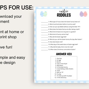 Kids Easter Riddles Printable, Easter Party Printable Riddles for Kids ...