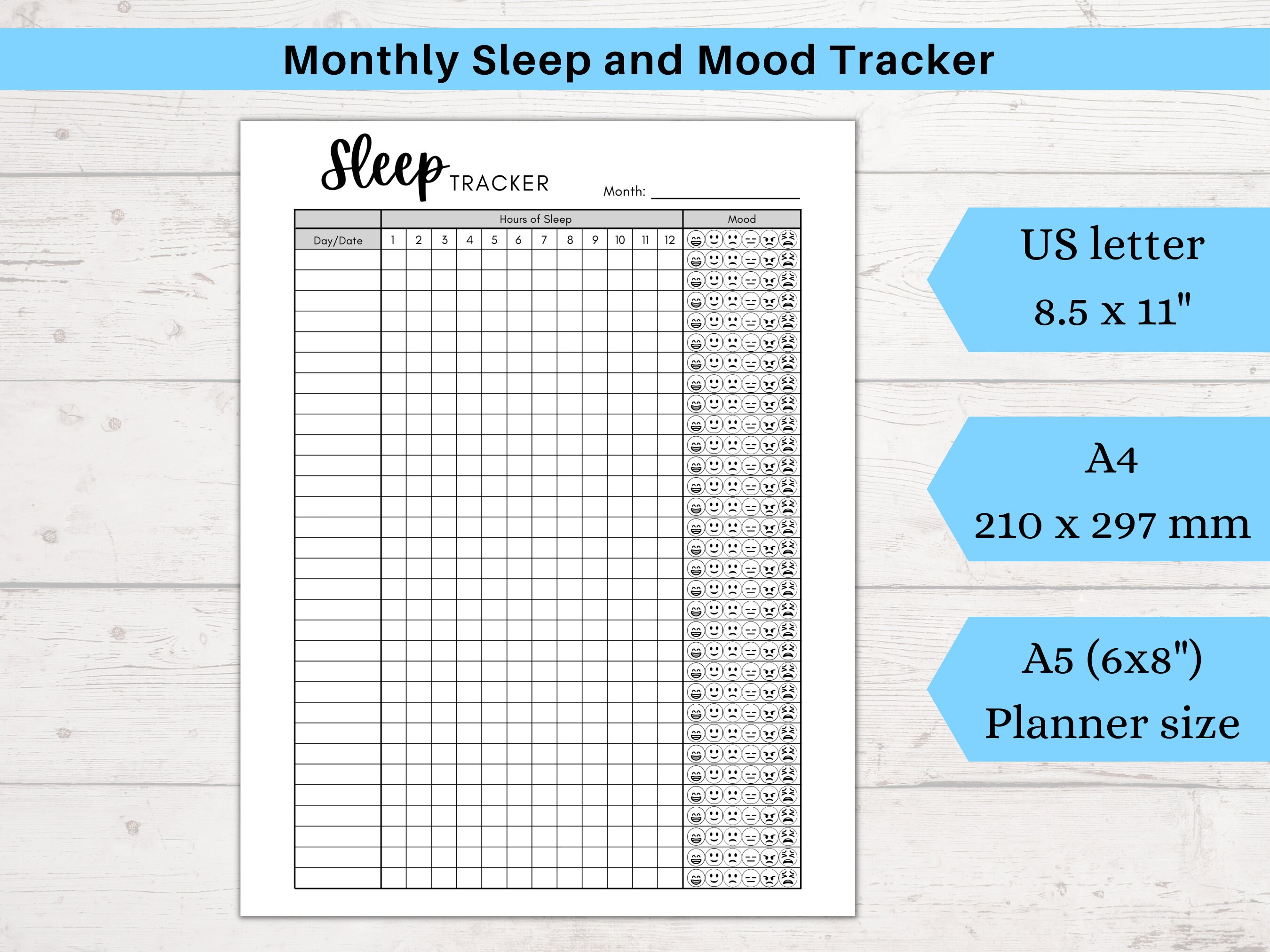Printable Sleep Tracker, Sleep Journal, Sleep Log, Sleep Mood Tracker ...