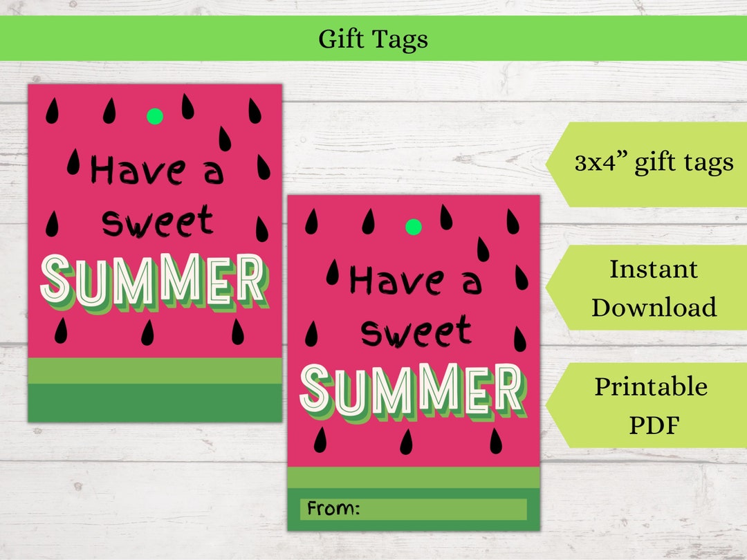 End of School Year Gift Tag, Sweet Summer Tag, Sweet Treats Student ...