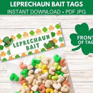 Leprechaun Bait Tag for Treat Bags, Bait Bag Topper for Leprechaun Trap ...