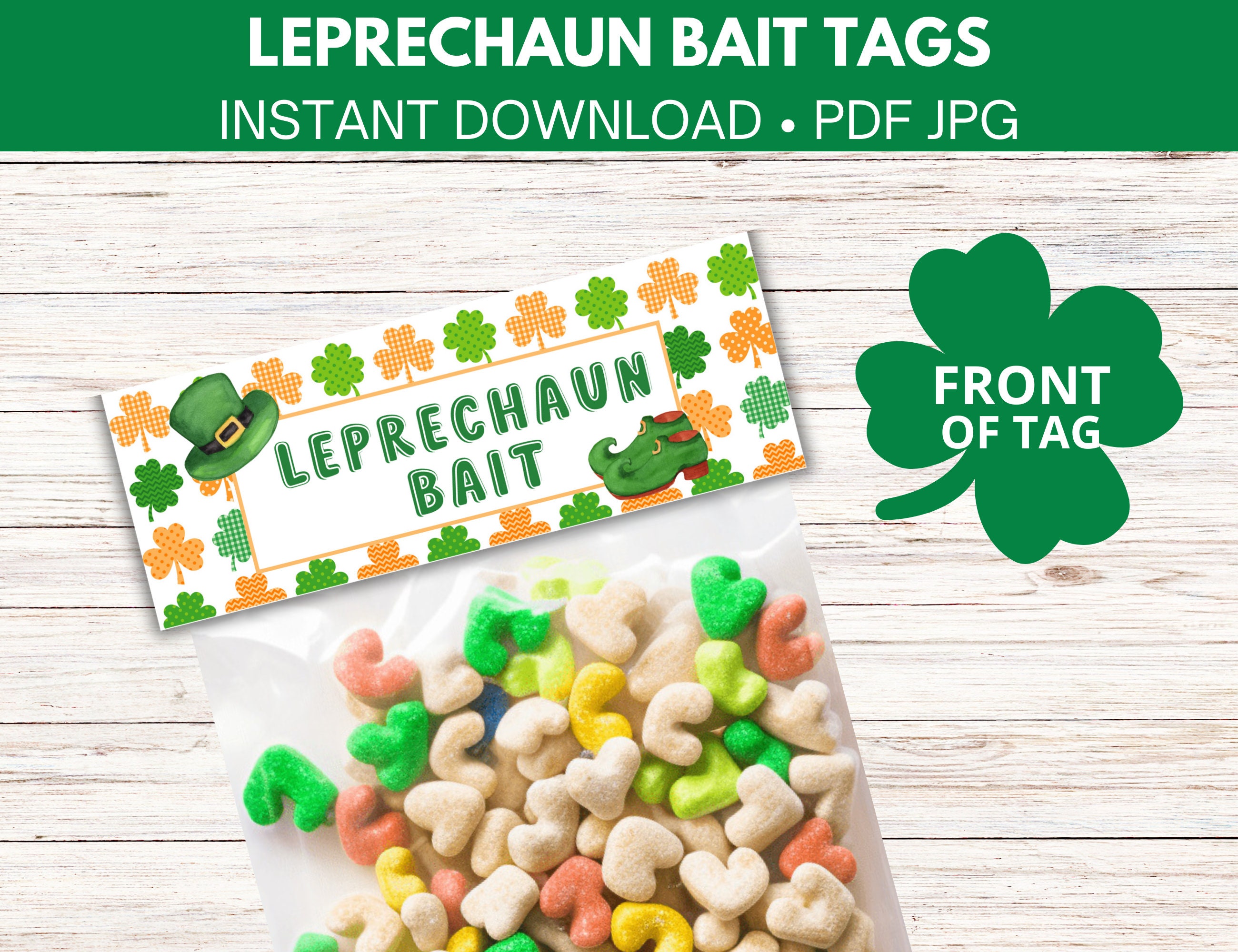 Leprechaun Bait Tag for Treat Bags, Bait Bag Topper for Leprechaun Trap ...