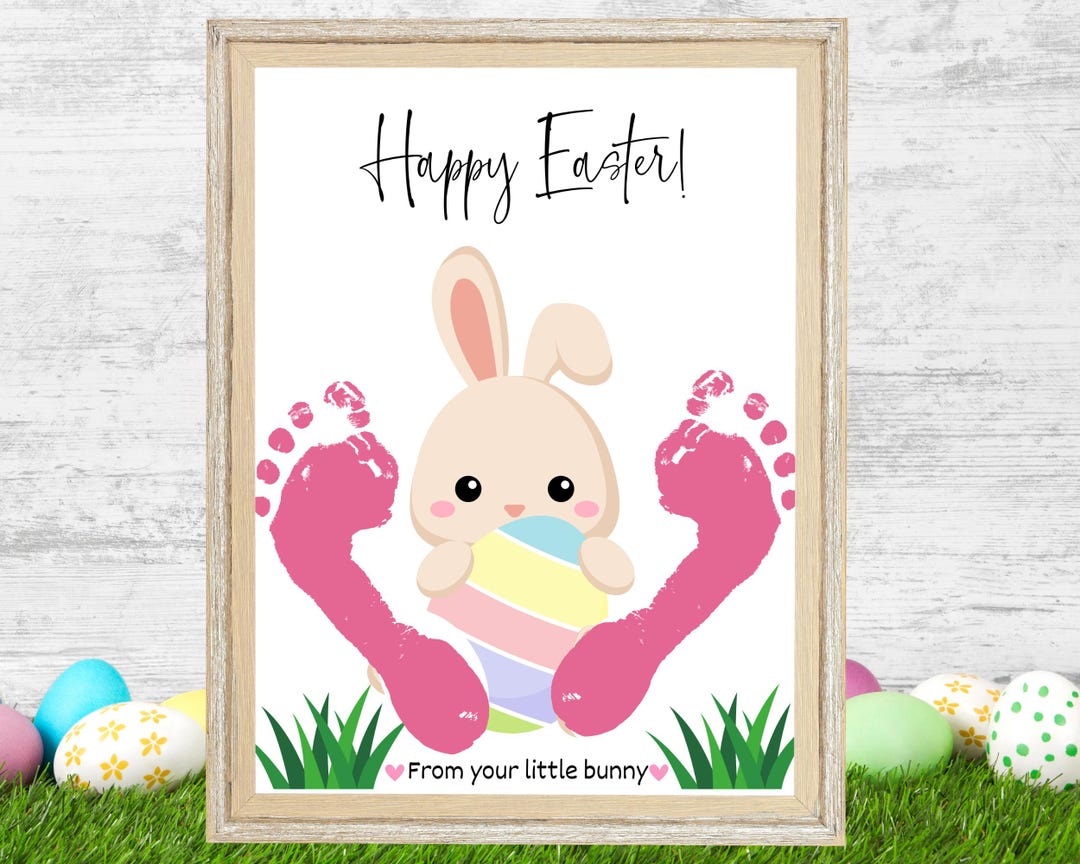 Easter Bunny Footprint Craft, Baby Footprint Art, Printable Daycare ...