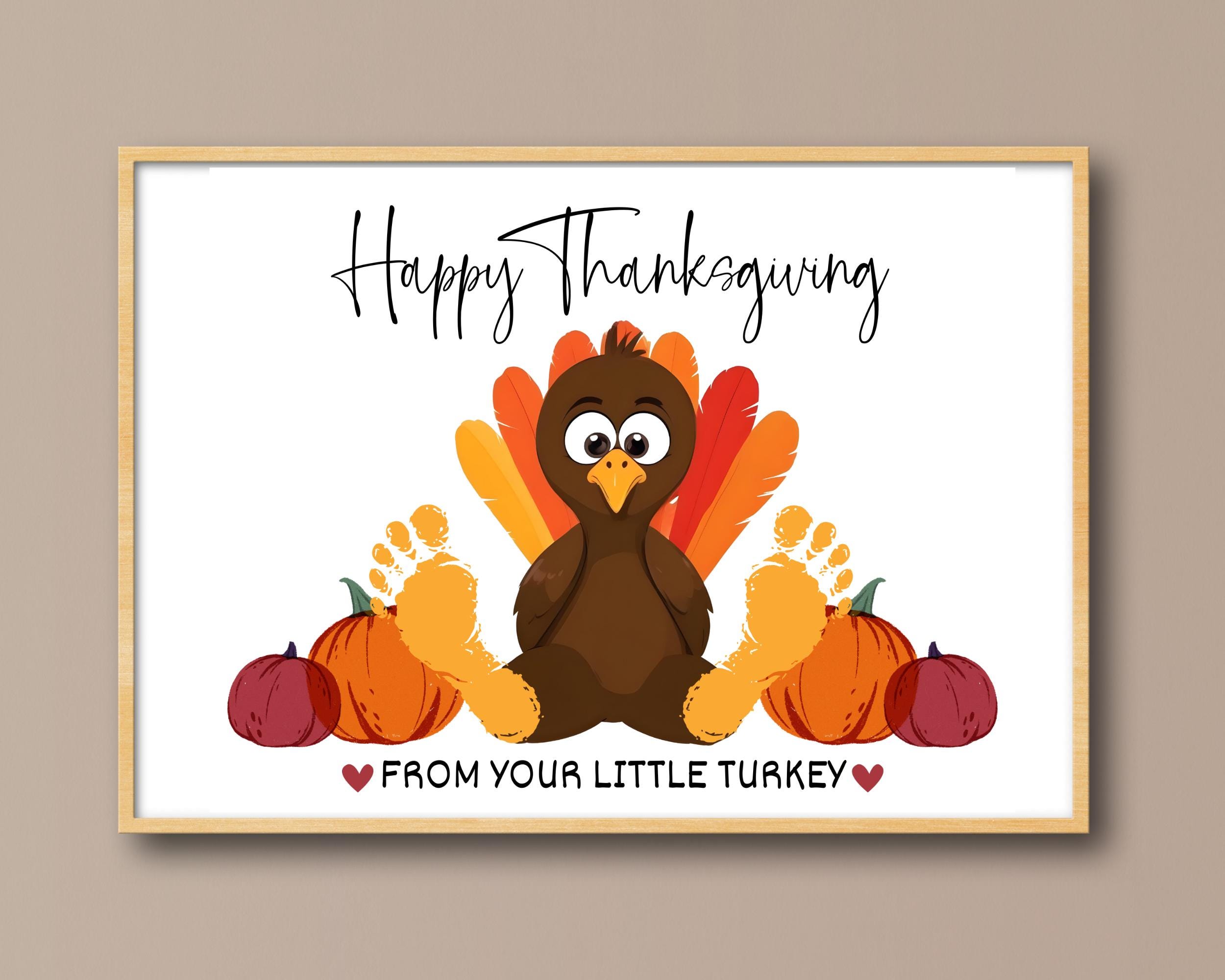 Turkey Footprint Craft Printable, Fall Footprint Art, Thanksgiving Baby ...