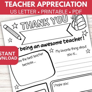 End of Year Teacher Gift Coloring Page, Last Day of School Thank You ...