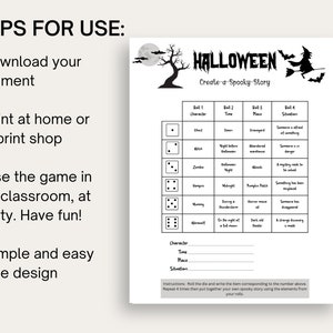 Halloween Party Dice Game, Kids Halloween Activity, Halloween Story ...