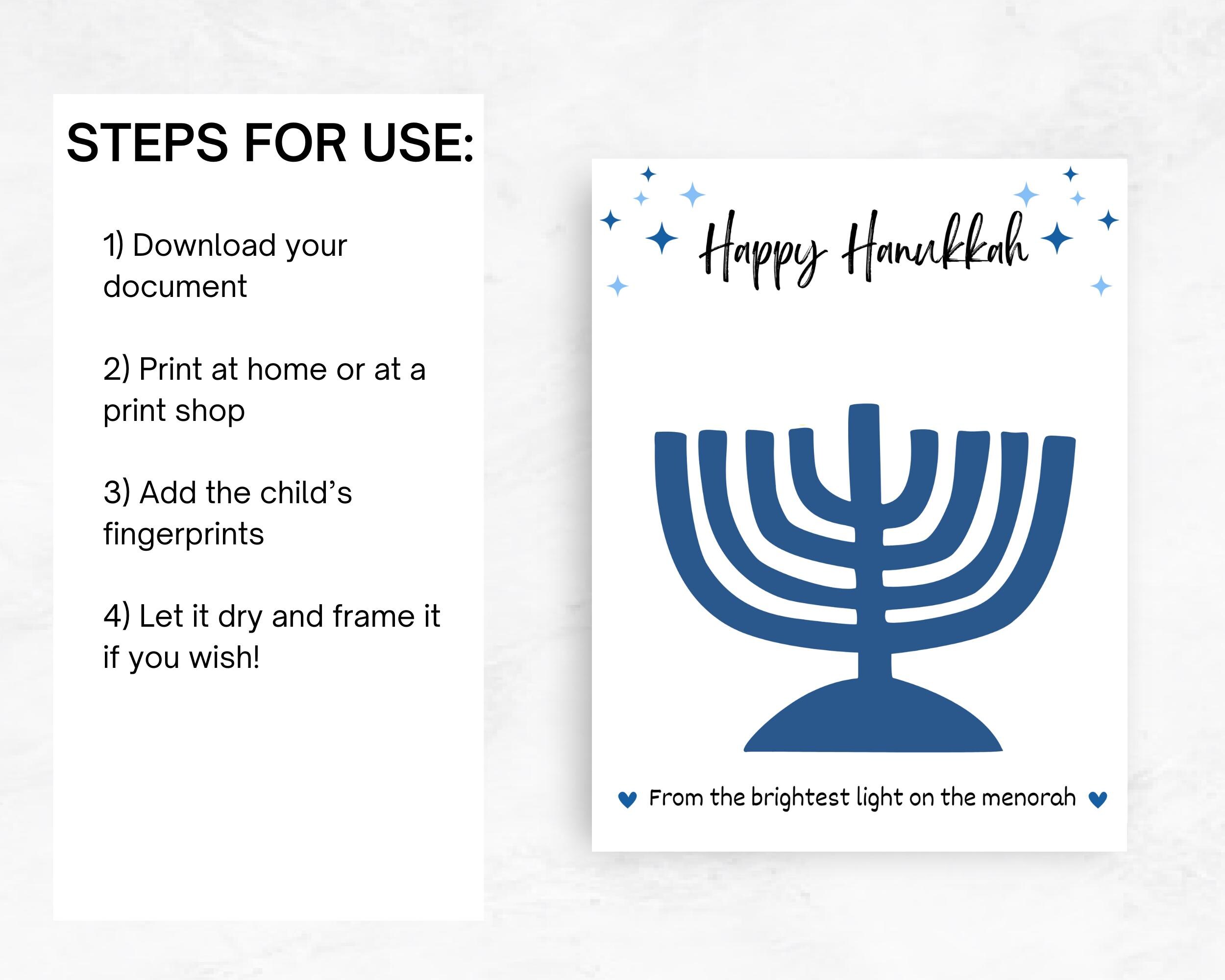 Hanukkah Handprint Craft Printable, Hebrew School Activity, Menorah ...