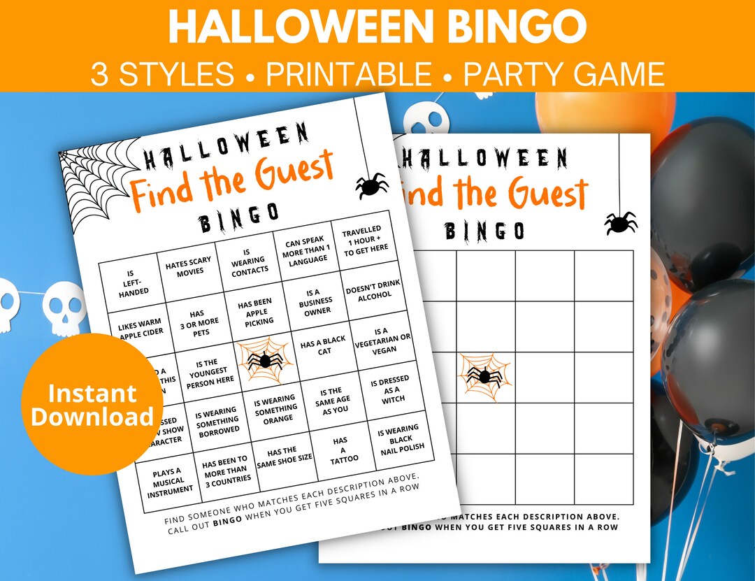 Find the Guest Halloween Bingo, Halloween Party Game, Icebreaker Bingo ...