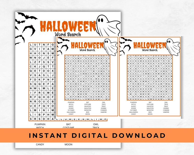 Halloween Printable Word Search, Kids Activity Page, Classroom ...