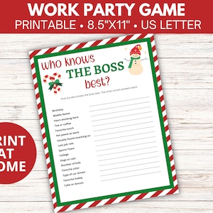 Holiday Office Party Game Who Knows the Boss Best, Fun Office Party ...
